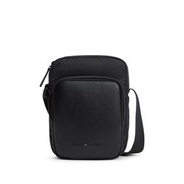 Tommy Hilfiger Damen Umh&auml;ngetasche &raquo;TH NYLON JAQUARD MINI REPORTER&laquo; Herren Schultertasche mit Logoschriftzug schwarz B/H/T: 16cm x 20,5cm x 4,5cm