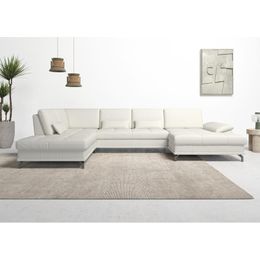 OTTO home Wohnlandschaft &raquo;Costello U-Form, B: 363 cm mit Sitztiefen-, Armteilverstellung &&laquo; 3 Nierenkissen, optional Schlaffunktion & Bettkasten wei&szlig; 