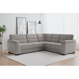 Sit & More sit&more Ecksofa &raquo;Montego L-Form, B: 256 cm, gro&szlig;e Stoffauswahl, Komfortsitzh&ouml;he 46 cm&laquo; optional Schlaffunktion und Schubkasten mit Stauraum grau 100%