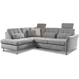 Die PlanBar Ecksofa &raquo;MP-IN20016 L-Form mit Kaltschaum-Polsterung&laquo; optional Kopfst&uuml;tzen & Schlaffunktion, mit Kaltschaum-Polsterung silber 100% 