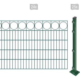 Arvotec Doppelstabmattenzaun &raquo;EASY 100 zum Aufschrauben "Ring" mit Zierleiste&laquo; Zaunh&ouml;he 100 cm, Zaunl&auml;nge 2 - 60 m gr&uuml;n Kunststoff, Stahl H/L: 100cm x 48m, 