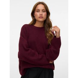 V&eacute;ro Moda Vero Moda Damen Strickpullover &raquo;VMBOOM LS O-NECK PULLOVER GA NOOS&laquo; Materialmix, loose fit rot M