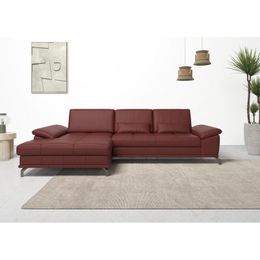 OTTO home Ecksofa &raquo;Costello L-Form, B: 301cm, Sitztiefen & Armteilverstellung, Federkern&laquo; 3 Nierenkissen, optional Schlaffunktion & Bettkasten rot 