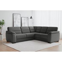 Sit & More sit&more Ecksofa &raquo;Montego L-Form, B: 256 cm, gro&szlig;e Stoffauswahl, Komfortsitzh&ouml;he 46 cm&laquo; mit Schlaffunktion, optional Schubkasten mit Stauraum grau 100