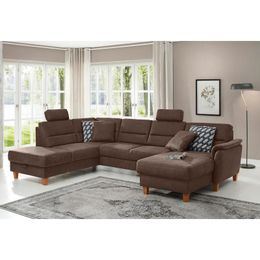 Home Affaire Wohnlandschaft &raquo;Palmera U-Form, B: 308 cm, gro&szlig;e Stoff + Leder Auswahl&laquo; optional Schlaffunktion & Bettkasten, Federkern, XXL-