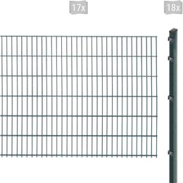 Arvotec Doppelstabmattenzaun &raquo;EXCLUSIVE 123 zum Einbetonieren&laquo; Zaunh&ouml;he 123 cm, Zaunl&auml;nge 2 - 60 m grau Kunststoff, Stahl H/L: 123cm x 34m, Pfosten: 18 Stk.