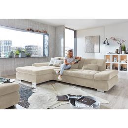 Die PlanBar Ecksofa &raquo;MP-IN17004 L-Form, Breite 331 cm, Federkern-Polsterung&laquo; inkl. Sitztiefenverstellung, wahlweise weitere Funktionen grau 100% 