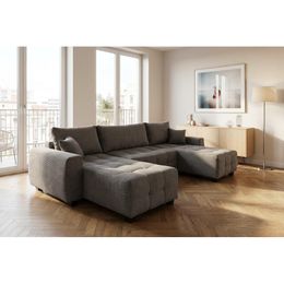 OTTO home Wohnlandschaft &raquo;Bella U-Form, B: 314 cm, inkl. Schlaffunktion&laquo; inkl. Bettkasten, Bonellfederkern, extra gro&szlig;e Liegefl&auml;che: 269x135cm grau 
