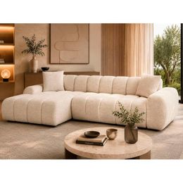 OTTO home Ecksofa &raquo;KIVELLA Feinstruktur L-Form, 246 cm&laquo; Schlaffunktion (123/191cm), Bettkasten, Taschenfederkern und Topper beige B/H/T: 246cm x 69cm 
