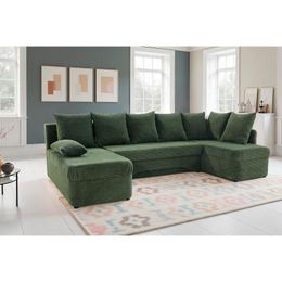 Jockenh&ouml;fer Wohnlandschaft &raquo;Arktis, U-Form, B: 260 cm&laquo; Sofa mit Bettkasten & Schlaffunktion gr&uuml;n Korpus: 100% Polyester;Kissen: 100% Polyester B/H/T: 260cm x 87cm