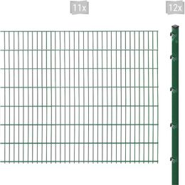Arvotec Doppelstabmattenzaun &raquo;ESSENTIAL 143 zum Einbetonieren&laquo; Zaunh&ouml;he 143 cm, Zaunl&auml;nge 2 - 60 m gr&uuml;n Kunststoff, Stahl H/L: 143cm x 22m, Pfosten: 12 Stk.