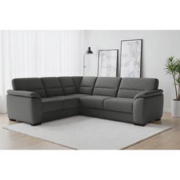 Sit & More sit&more Ecksofa &raquo;Montego L-Form, B: 256 cm, gro&szlig;e Stoffauswahl, Komfortsitzh&ouml;he 46 cm&laquo; mit Schlaffunktion und Schubkasten mit Stauraum grau 100% 