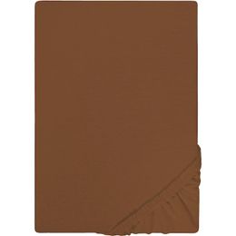 Spannbettlaken &raquo;Jersey in Gr. 90x200, 140x200 oder 180x200 cm&laquo; aus Baumwolle, f&uuml;r Matratzen bis 22 cm H&ouml;he, Bettlaken, Spannbetttuch braun Jersey, 