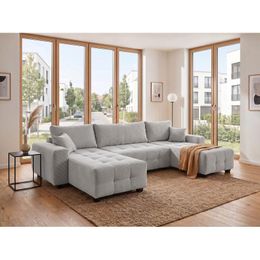 OTTO home Wohnlandschaft &raquo;Bella U-Form, B: 314 cm, inkl. Schlaffunktion&laquo; inkl. Bettkasten, Bonellfederkern, extra gro&szlig;e Liegefl&auml;che: 269x135cm grau 