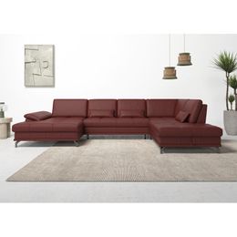 OTTO home Wohnlandschaft &raquo;Costello U-Form, B: 363 cm mit Sitztiefen-, Armteilverstellung &&laquo; 3 Nierenkissen, optional Schlaffunktion & Bettkasten rot 