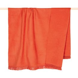 Pad Wohndecke &raquo;SYDNEY1&laquo; Bestseller mit Fransen-Design und gro&szlig;er Farbvielfalt orange Mischgewebe B/L: 150cm x 200cm