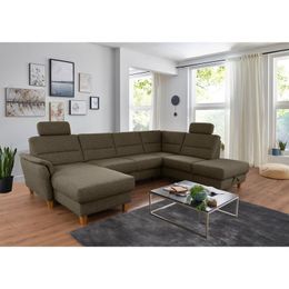 Home Affaire Wohnlandschaft &raquo;Palmera U-Form, B: 308 cm, gro&szlig;e Stoff + Leder Auswahl&laquo; mit Schlaffunktion & Bettkasten, Federkern, XXL-Wohnlandschaft 
