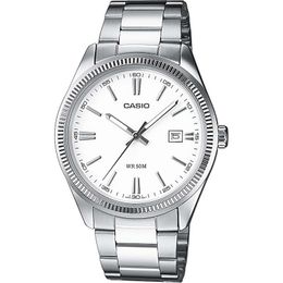 Casio Timeless Collection Herren CASIO TIMELESS COLLECTION Quarzuhr Armbanduhr, Herrenuhr, Damenuhr, Datum, Neo-Display, Edelstahlarmband silber 