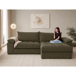 OTTO home Ecksofa &raquo;Soft&Cosy Pik XXL, L-Form, B: 303 cm, Mega Sofa in Cord&laquo; Lounge-Komfort mit edler Sitzsteppung, Federkern grau 100% Polyester B/H/T