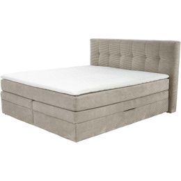 Jockenh&ouml;fer Boxspringbett &raquo;Amy&laquo; mit 6 cm Kaltschaum-Topper, Cord-Bezug, 180x200 und 200x200 cm beige Bezug Bett: Cordstoff (100% Polyester);Topper und 