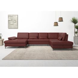 OTTO home Wohnlandschaft &raquo;Costello U-Form, B: 363 cm mit Sitztiefen-, Armteilverstellung &&laquo; 3 Nierenkissen, optional Schlaffunktion & Bettkasten rot 