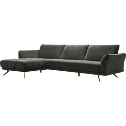 Die PlanBar Ecksofa &raquo;MP-IN20041 L-Form&laquo; optional Sitztiefenverstellung und Kopfst&uuml;tzen gr&uuml;n 100% Polyester B/H/T: 285cm x 84cm x 178cm, Velours, 