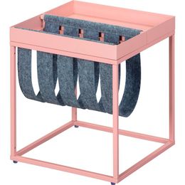 Inter Link Beistelltisch &raquo;Club NY, Magazinenst&auml;nder, Metall & Filz, modernes Design, Ablagetisch&laquo; Wohnzimmertisch mit praktischem Ablagefach, BxTxH: 35 x 35 x 40