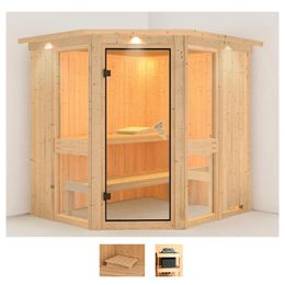 Karibu Sauna &raquo;Aline 1&laquo; Set, ohne Ofen beige ohne Ofen, (ohne Ofen)