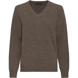 Highmoor V-Pullover aus Lambswool Braun Melange (Gr&ouml;&szlig;e: 48)