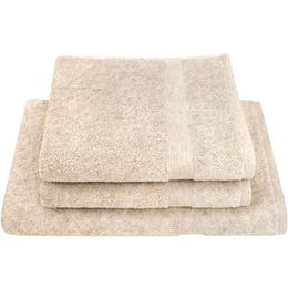 Dyckhoff Handtuch Set &raquo;Deep Harmony Comfort&laquo; Set 3 Stk. Frottier 15% Hanf;2 Handt&uuml;cher (50x100cm), 1 Duschtuch (70x140cm) beige Frottier, Obermaterial: 85% 