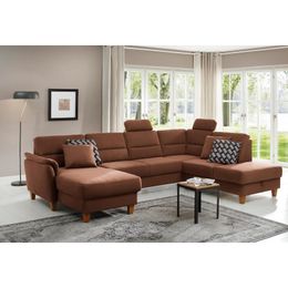 Home Affaire Wohnlandschaft &raquo;Palmera U-Form, B: 308 cm, gro&szlig;e Stoff + Leder Auswahl&laquo; mit Schlaffunktion, optional Bettkasten, Federkern, XXL-