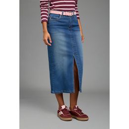 Arizona Damen Jeansrock &raquo;lang&laquo; wadenlang, mit Schlitz, figurbetonte Passform, aus elastischem Denim blau 24