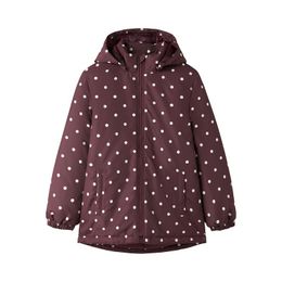 name it Damen Outdoorjacke &raquo;NKFMAXI JACKET PA AOP NOOS&laquo; mit Kapuze Kunstfaser, reflektierendes Detail, wasserabweisend braun 158