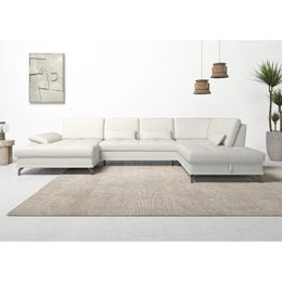 OTTO home Wohnlandschaft &raquo;Costello U-Form, B: 363 cm mit Sitztiefen-, Armteilverstellung &&laquo; 3 Nierenkissen, optional Schlaffunktion & Bettkasten wei&szlig; 