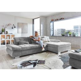 Die PlanBar Ecksofa &raquo;MP-IN17004 L-Form, Breite 331 cm, Federkern-Polsterung&laquo; inkl. Sitztiefenverstellung, wahlweise weitere Funktionen silber 100% 