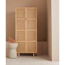 LeGer Home by Lena Gercke Highboard &raquo;Lina&laquo; Mit Rattan Einsatz, 4 Innenf&auml;cher, teilmassiv beige Holzwerkstoff B/H/T: 80cm x 180cm x 42cm, Esche 