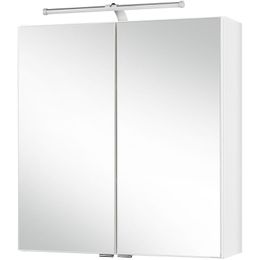 Welltime Spiegelschrank &raquo;Turin&laquo; Breite 60 cm, mit LED-Aufbauleuchte wei&szlig; Holzwerkstoff wei&szlig;, B/H/T: 60cm x 64cm x 20cm, T&uuml;ren: 2 Stk.
