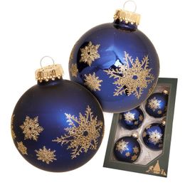 Weihnachtsbaumkugel &raquo;Weihnachtskugel Schneeflocke blau 7cm&laquo; Dekoriert mit Liebe zum Detail Glas 7cm