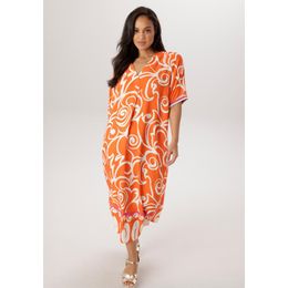 Aniston Plus Damen Aniston PLUS Sommerkleid mit extravagantem, grafischen Druck 48, N-Gr