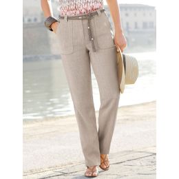 WITT Damen Palazzohose in Leinen-Optik, stein, Gr&ouml;&szlig;e 22