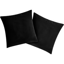 OTTO home Dekokissen &raquo;Raja&laquo; einfarbig, Kissenh&uuml;llen ohne F&uuml;llung, 40 x 40 cm, 2er-Set, Mikrofaser schwarz Obermaterial: 100% Polyester B/L: 40cm x 