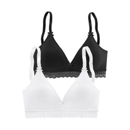 Petite Fleur By Lascana Damen petite fleur by Lascana Bralette-BH &raquo;, BH ohne B&uuml;gel, Baumwoll-BH&laquo; Packung, aus weicher Baumwolle mit h&uuml;bschen 