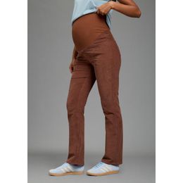 Neun Monate Damen Umstandshose &raquo;Umstands-Cordhose&laquo; gerades Bein, extrabreites B&uuml;ndchen, elastisches Material braun 40, N-Gr