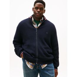 Tommy Hilfiger Big & Tall Tommy Hilfiger Big & Tall Herren Strickjacke &raquo;BT-RWB RIB ZIP THROUGHB&laquo; Gro&szlig;e Gr&ouml;&szlig;en, aus Rippstrick, mit Stehkragen blau 5XL