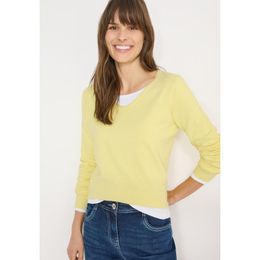Cecil Damen Strickpullover mit V-Ausschnitt gelb M (40)