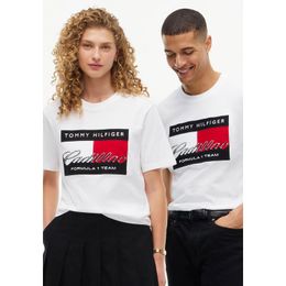 Tommy Hilfiger Damen T-Shirt &raquo;TH x Cadillac Formula 1 Team GRAPHIC FLAG&laquo; aus Baumwoll-Jersey, Unisex wei&szlig; M