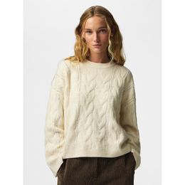 Pieces Damen Pieces Strickpullover &raquo;PCKATHY LS O-NECK CABLE KNIT NOOS BC&laquo; Materialmix, Zopfstrickmuster beige XL