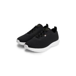 Tommy Hilfiger Damen Keilsneaker &raquo;TH KNIT RUNNER&laquo; Freizeitschuh, Halbschuh, Schn&uuml;rschuh mit Logoflaggen-Element schwarz-wei&szlig; 38