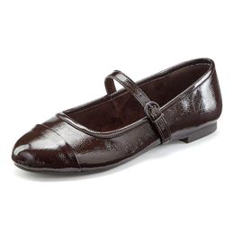 French Connection Damen Ballerina &raquo;Riemchenballerina, Mary-Jane Schuhe, Spangenschuh, Flacher Halbschuh&laquo; Riemchenballerina in gl&auml;nzender Lack-Optik 
