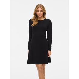 Vila Damen Strickkleid &raquo;VICOMFY A-LINE O-NECK KNIT DRESS - NOOS&laquo; Materialmix, normal geschnitten schwarz S, N-Gr